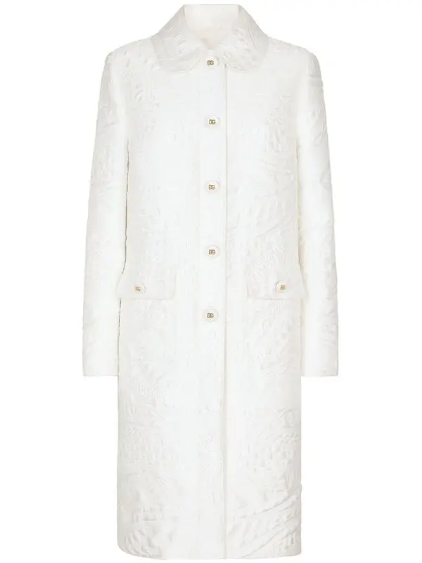Dolce & Gabbana Floral-jacquard Belted Coat