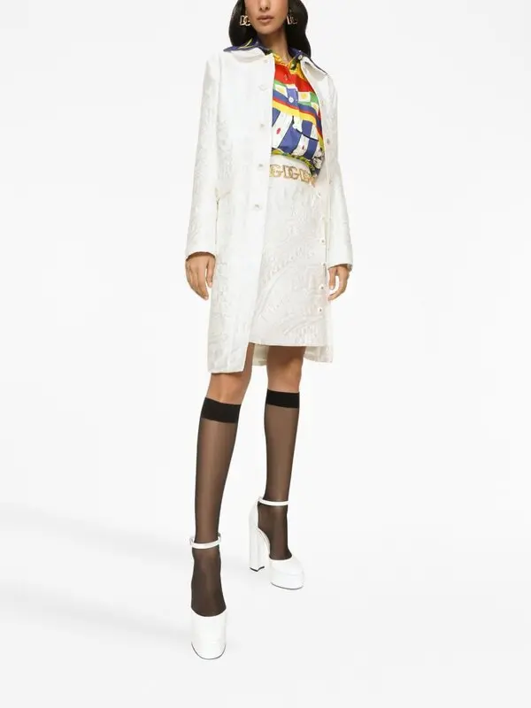 Dolce & Gabbana Floral-jacquard Belted Coat