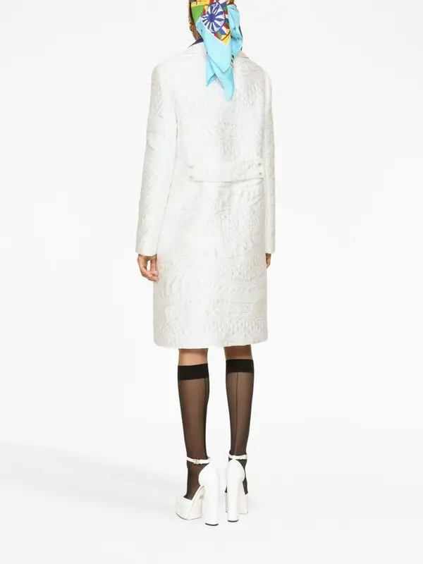 Dolce & Gabbana Floral-jacquard Belted Coat
