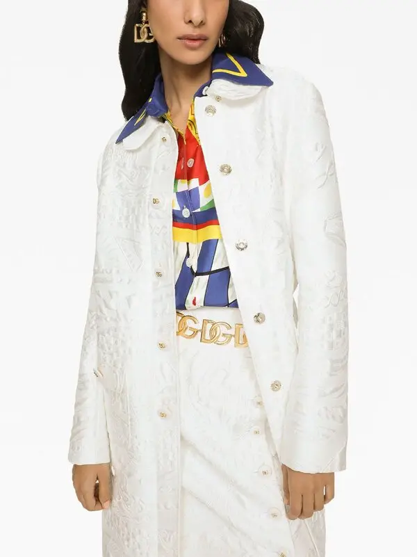 Dolce & Gabbana Floral-jacquard Belted Coat