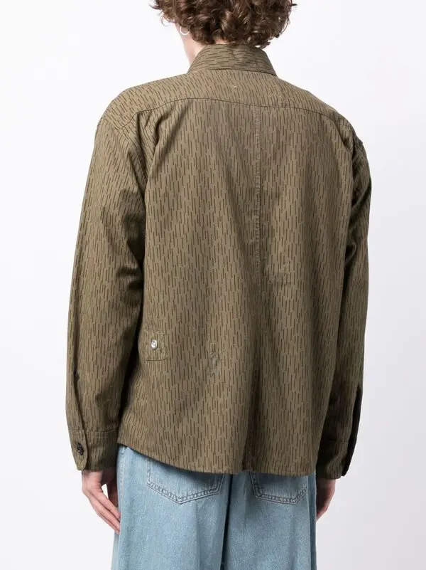 President's Motif-embroidered Cotton Shirt