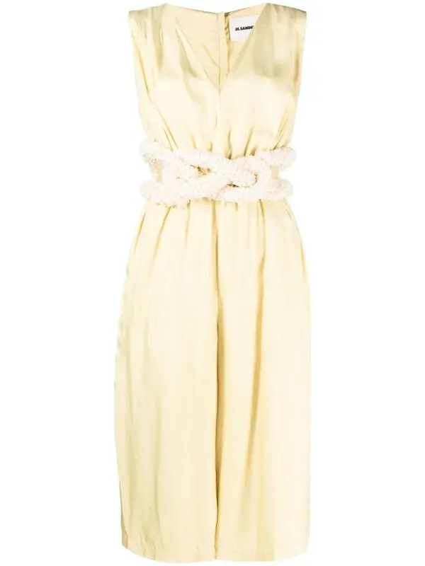 JIL SANDER Cut-out Belted Jumpsuit - Yellow