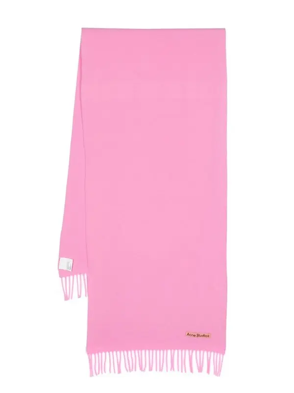 Acne Studios Logo-tag Frayed-edge Scarf - Pink
