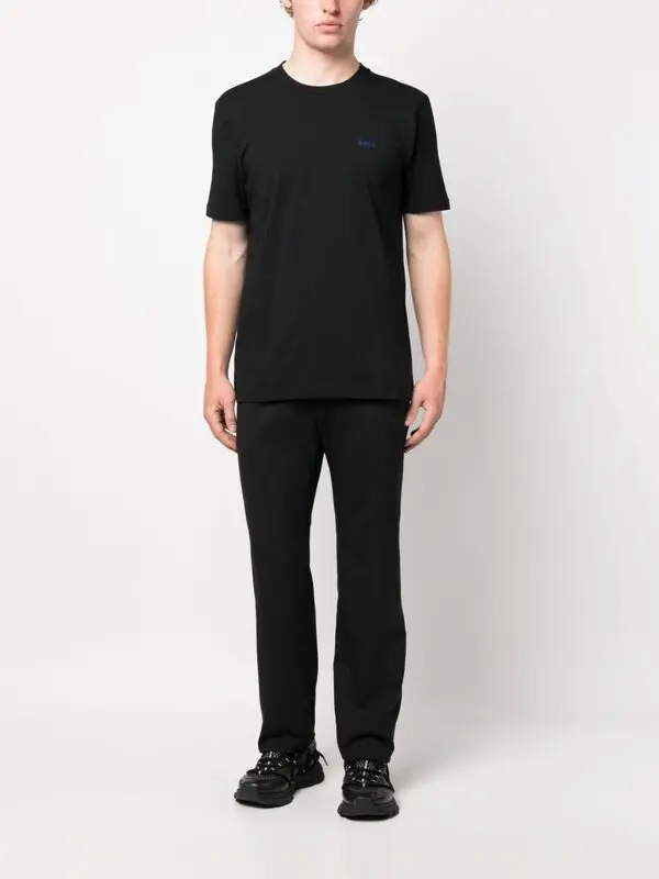 BOSS Logo-print Tape-detailing T-shirt - Black