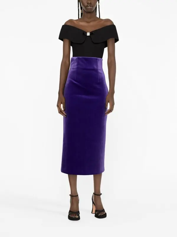 Philosophy Di Lorenzo Serafini Velvet Midi Pencil Skirt