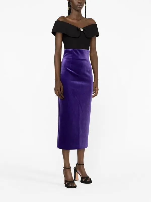 Philosophy Di Lorenzo Serafini Velvet Midi Pencil Skirt