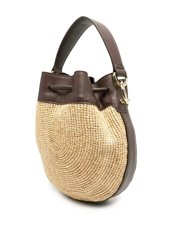 Colville Pudding Colour-block Raffia Bucket Bag