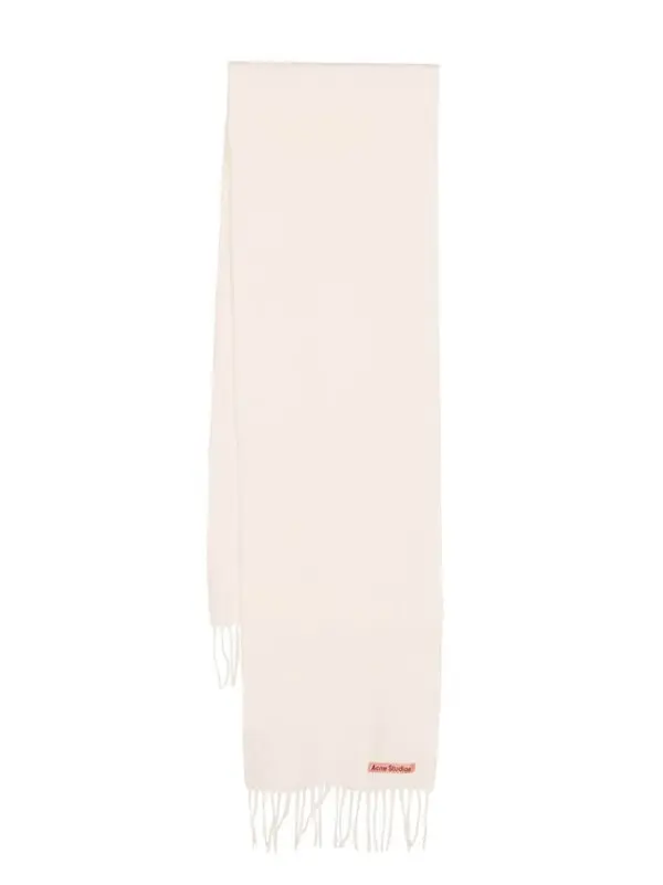 Acne Studios Logo-patch Wool Scarf - White