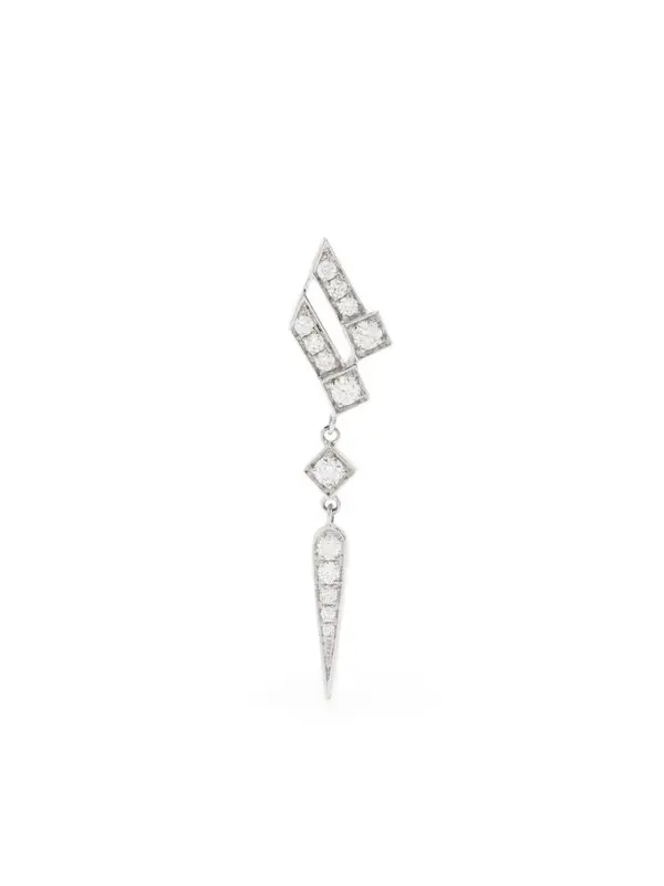STATEMENT Stairway Wings Diamond Single Earring - Silver