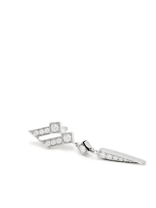 STATEMENT Stairway Wings Diamond Single Earring - Silver
