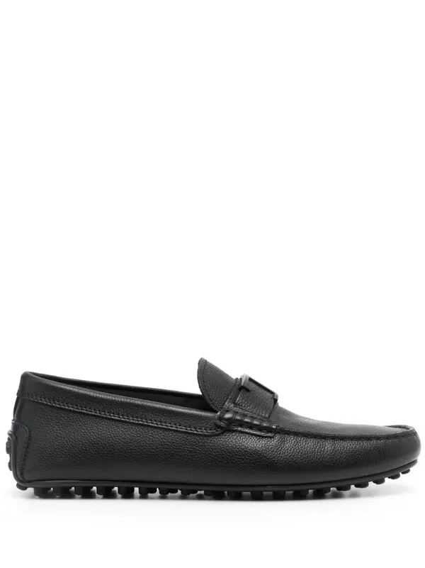 TOD'S Logo-plaque Leather Loafers - Black
