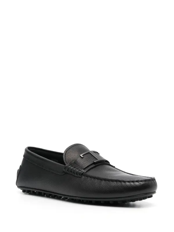 TOD'S Logo-plaque Leather Loafers - Black