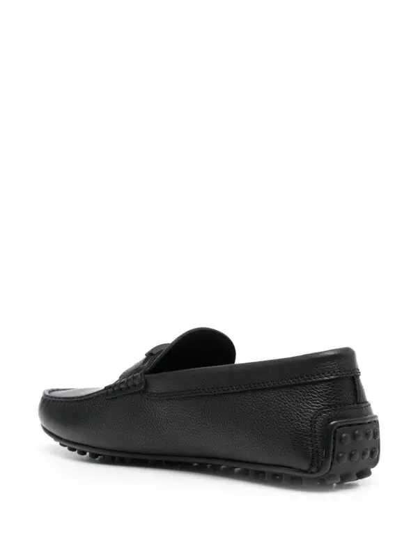 TOD'S Logo-plaque Leather Loafers - Black