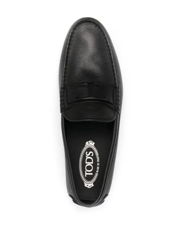 TOD'S Logo-plaque Leather Loafers - Black