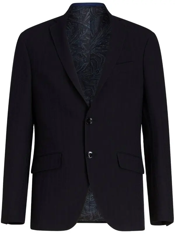 Etro Notched-lapels Virgin Wool-blend Blazer - Black