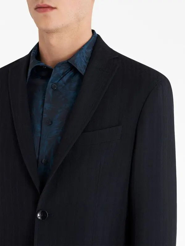 Etro Notched-lapels Virgin Wool-blend Blazer - Black