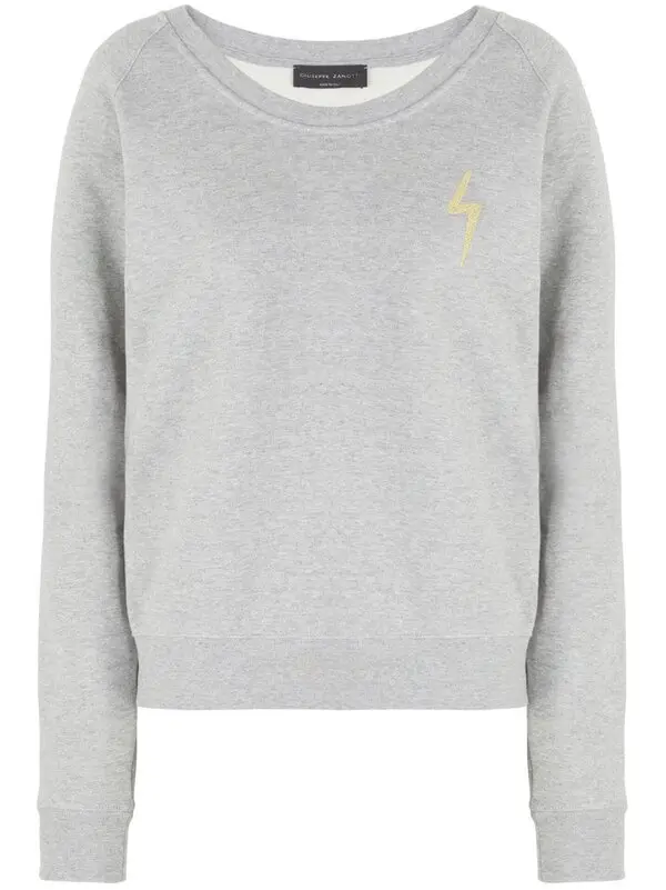 GIUSEPPE ZANOTTI Logo-embroidered Cotton Sweatshirt - Grey
