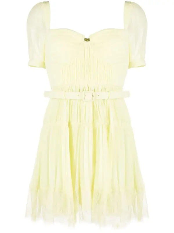 SELF-PORTRAIT Chiffon Mini Dress With Lace Details