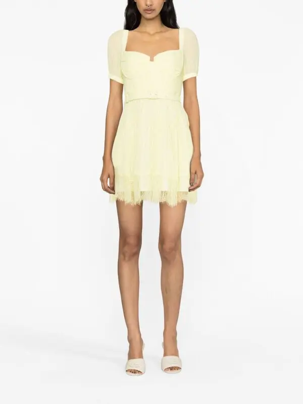 SELF-PORTRAIT Chiffon Mini Dress With Lace Details