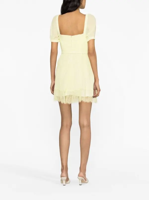 SELF-PORTRAIT Chiffon Mini Dress With Lace Details