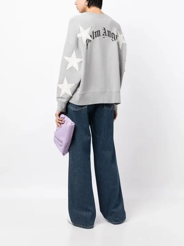 Palm Angels Logo-print Star-patch Cotton Sweatshirt