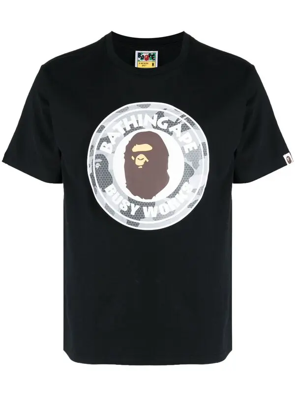 A Bathing Ape® Busy Works Logo-Print Cotton T-Shirt - Black 