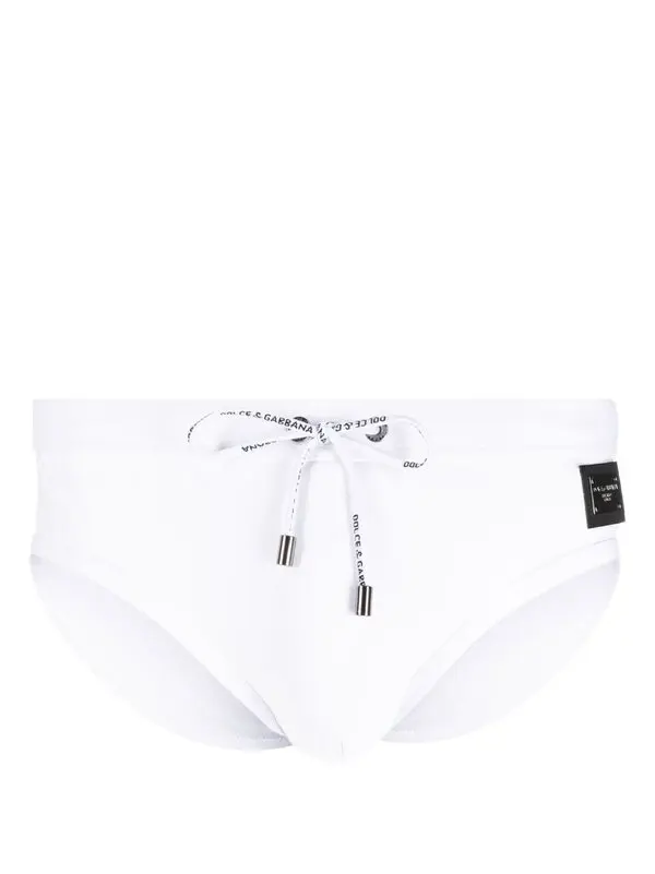 Dolce & Gabbana Logo-plaque Swim Trunks - White