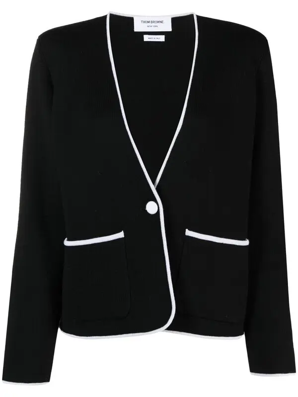 Thom Browne Contrasting Trim Jacket - Black