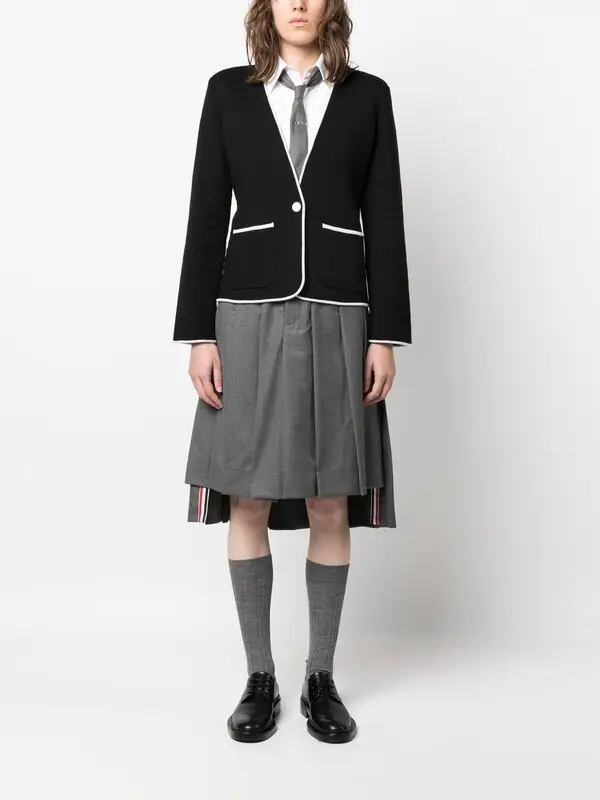 Thom Browne Contrasting Trim Jacket - Black