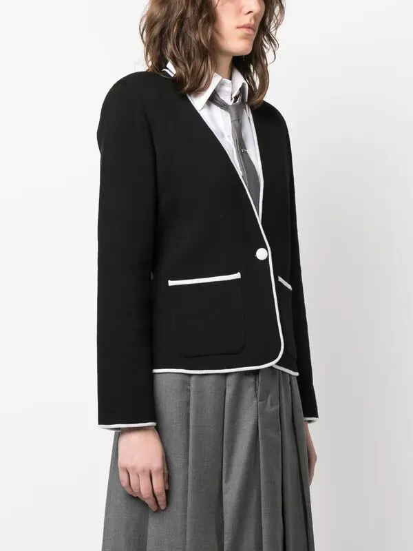 Thom Browne Contrasting Trim Jacket - Black