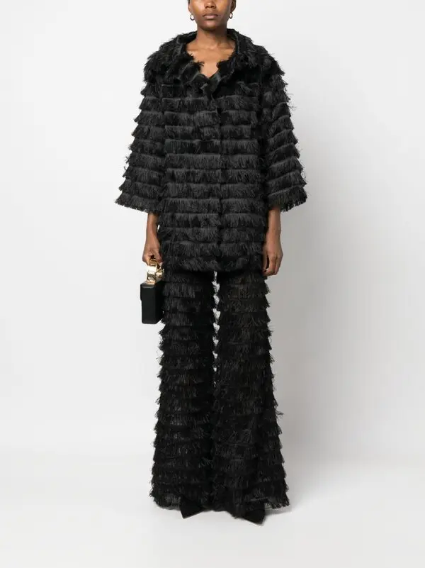 Alberta Ferretti Long-sleeves Fringed Jacket