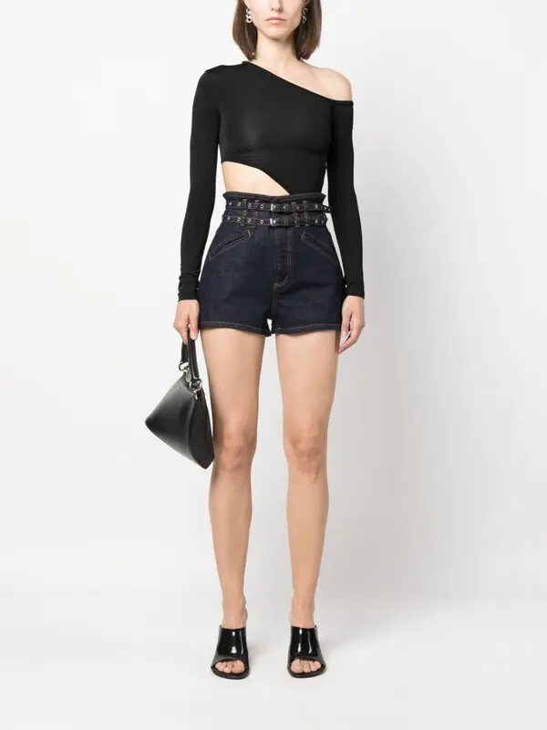 Philosophy Di Lorenzo Serafini High-waisted Belted Denim Shorts