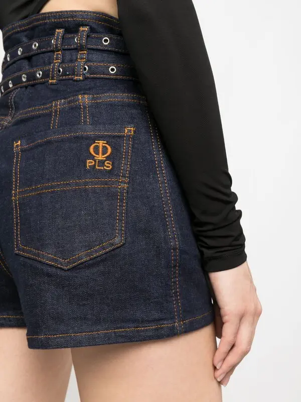 Philosophy Di Lorenzo Serafini High-waisted Belted Denim Shorts