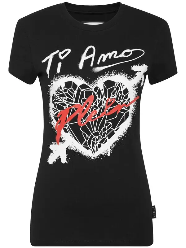 Philipp Plein Heart-print T-shirt - Black