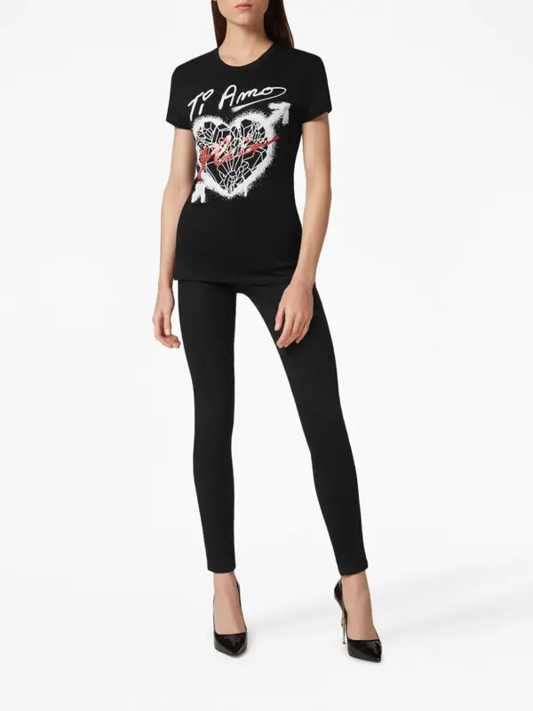 Philipp Plein Heart-print T-shirt - Black