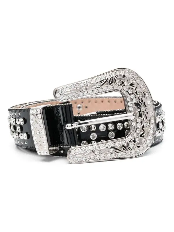 Philipp Plein Crystal-embellished Leather Belt - Black