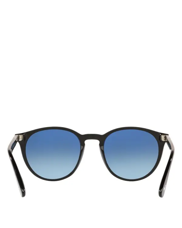 Persol 52mm Round Frame Sunglasses - Black/blue Gradient