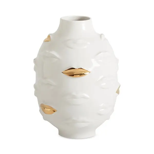 Jonathan Adler Muse Gilded Gala Round Vase - White