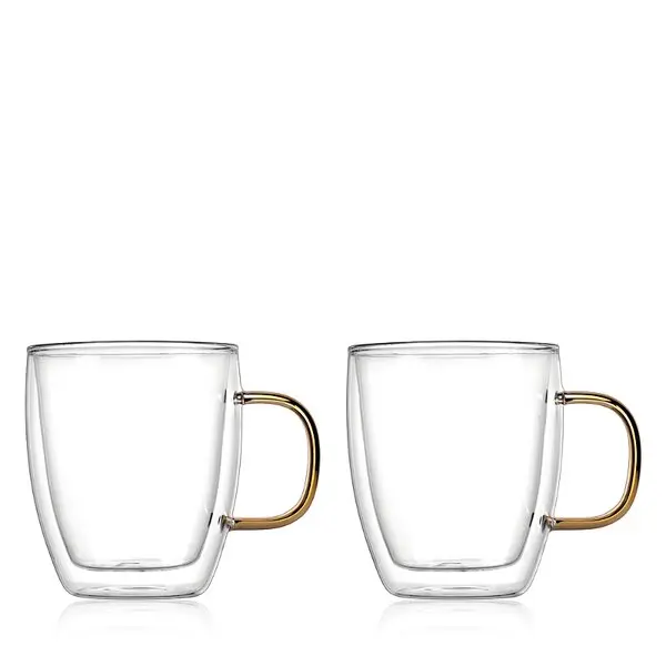 GODINGER Double Walled Gold Coffee Mug, Set Of 2