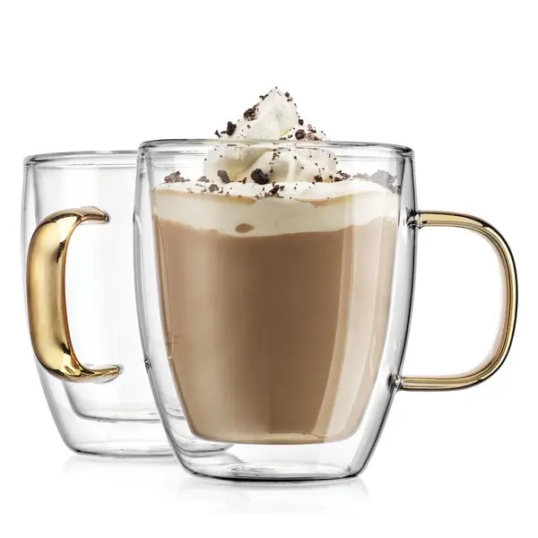 GODINGER Double Walled Gold Coffee Mug, Set Of 2