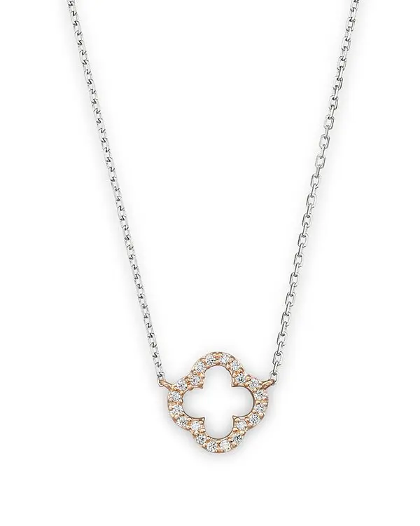 Bloomingdale'S Diamond Clover Pendant Necklace In 14k Rose And White Gold - Pink