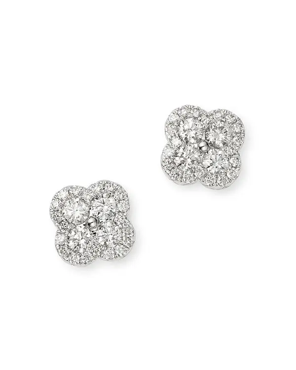 Bloomingdale'S Diamond Clover Stud Earrings, 0.55 Tcw - White