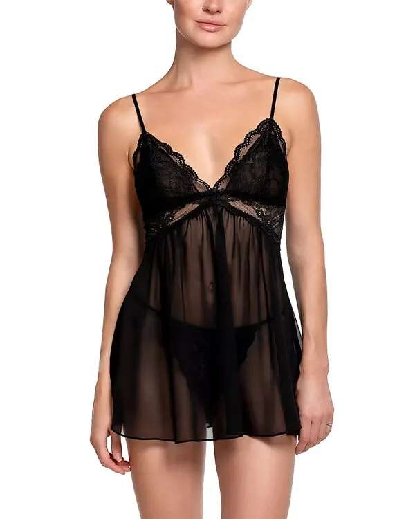 IN BLOOM BY JONQUIL Alice Babydoll Chemise - Black