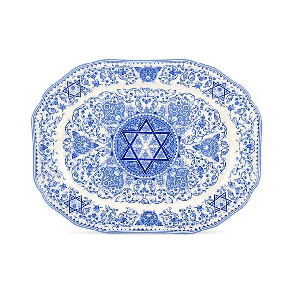 SPODE Judaica Oval Platter - Blue/white