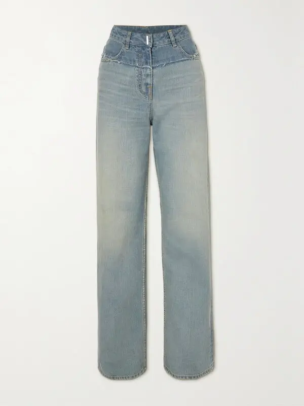 Givenchy Distressed Two-tone Straight-leg Jeans