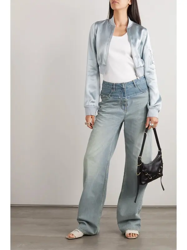 Givenchy Distressed Two-tone Straight-leg Jeans