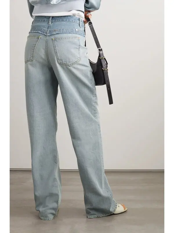 Givenchy Distressed Two-tone Straight-leg Jeans