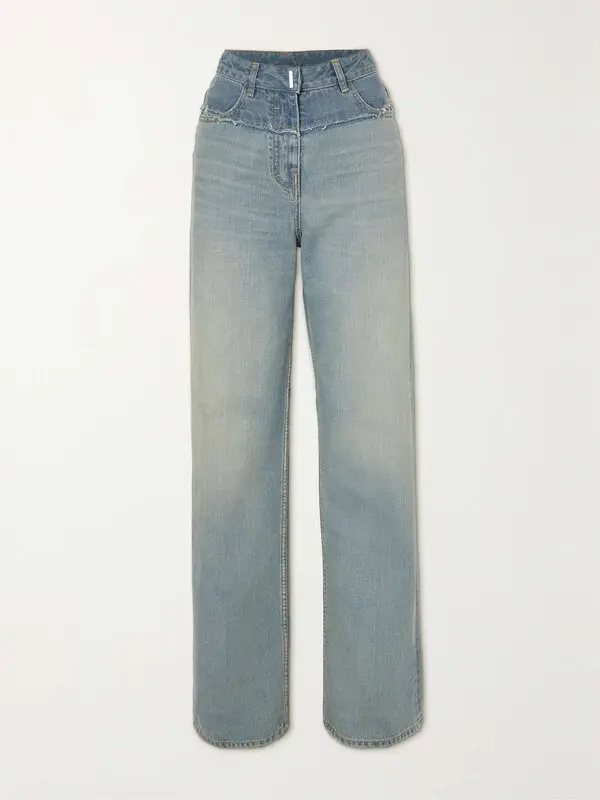Givenchy Distressed Two-tone Straight-leg Jeans