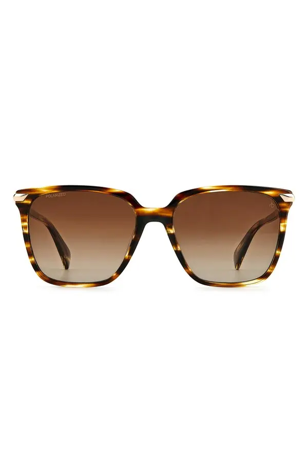 Rag & Bone 55mm Polarized Gradient Rectangle Sunglasses In  display picture 2