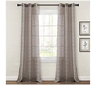 LUSH DECOR Farmhouse Textured Sheer 38x95 Set Lush Deco R - One-color